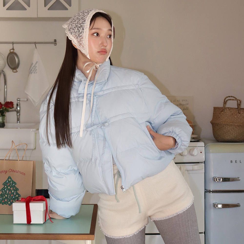 RIBBON SHIRRING PADDING (LIGHT BLUE) - 하고