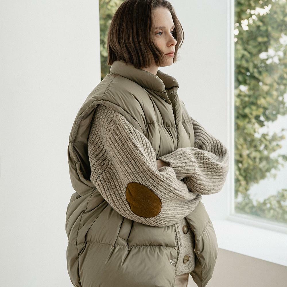 PD4101 Duckdown padding vest_Khaki beige - HAGO(하고)
