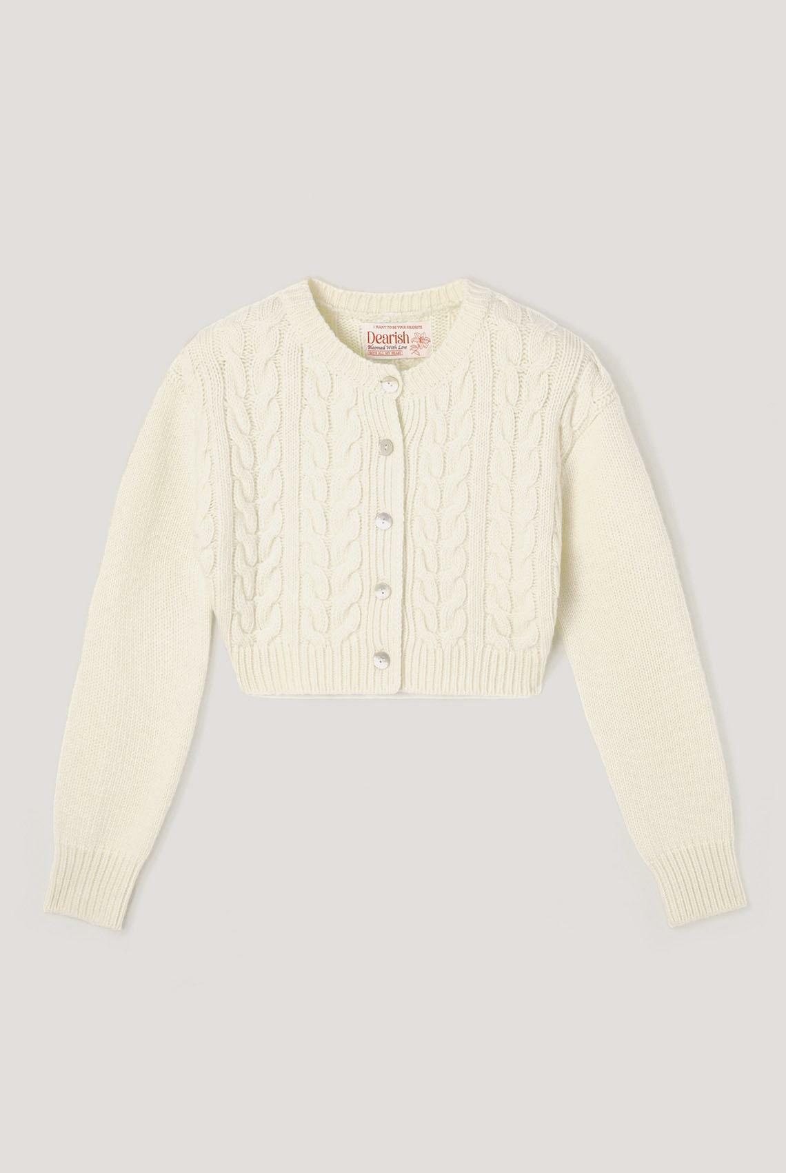 Ivory Avignon Cropped Cable Cardigans - 하고