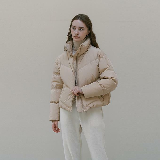 High necked collar Duck down - Cream - HAGO(하고)