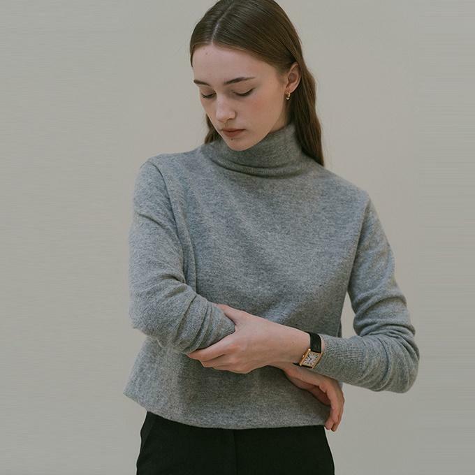 Classic Wool Turtleneck - Gray - HAGO(하고)