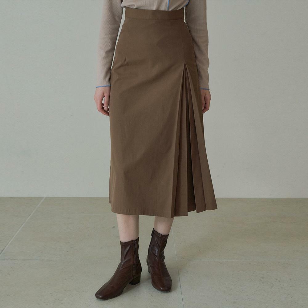 DRO ONE SIDE PLEATS SKIRT CAMEL - 하고