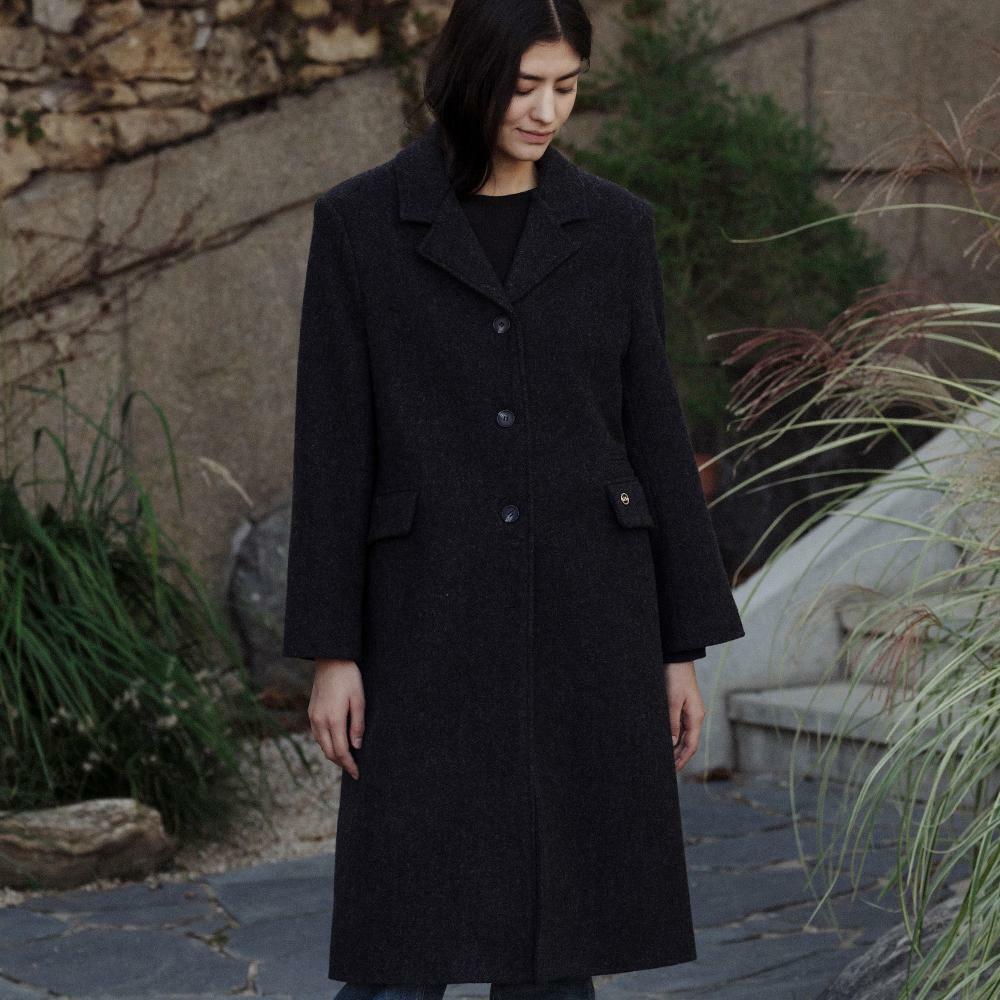Herringbone wool coat_Charcoal - HAGO(하고)