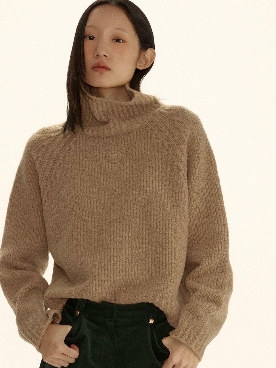 Boucle High Neck Knit (Camel) - HAGO(하고)