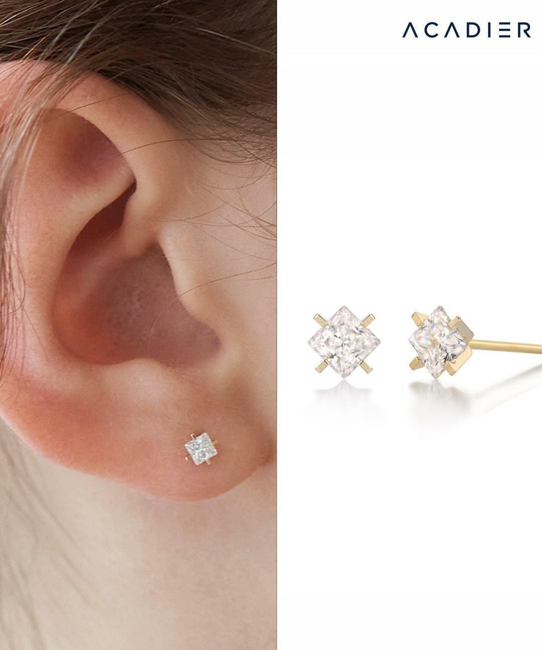 [14K] 심플 스퀘어 스터드 귀걸이 (3mm) - HAGO(하고)