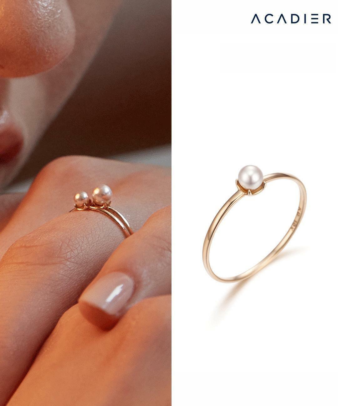 [14K] 모던 진주 반지 3mm - HAGO(하고)