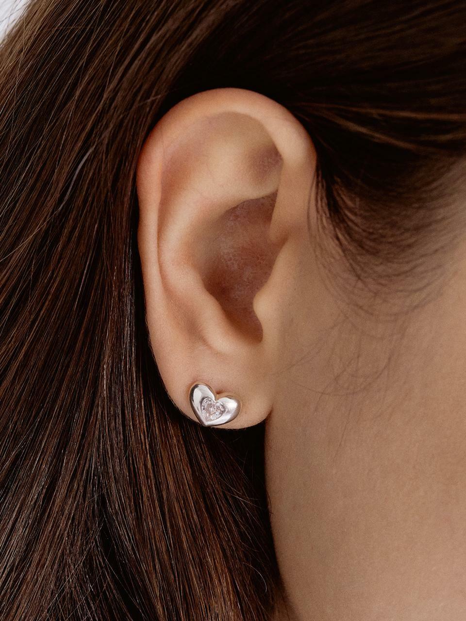 (SILVER925) Heart Cubic Petit Plump Earring EC1922 - 하고(HAGO)