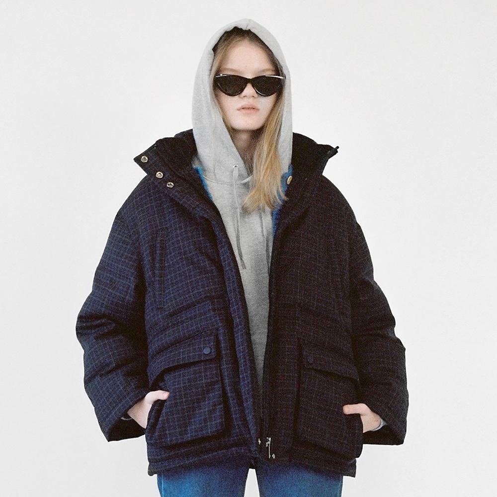 string half padding navy - HAGO(하고)