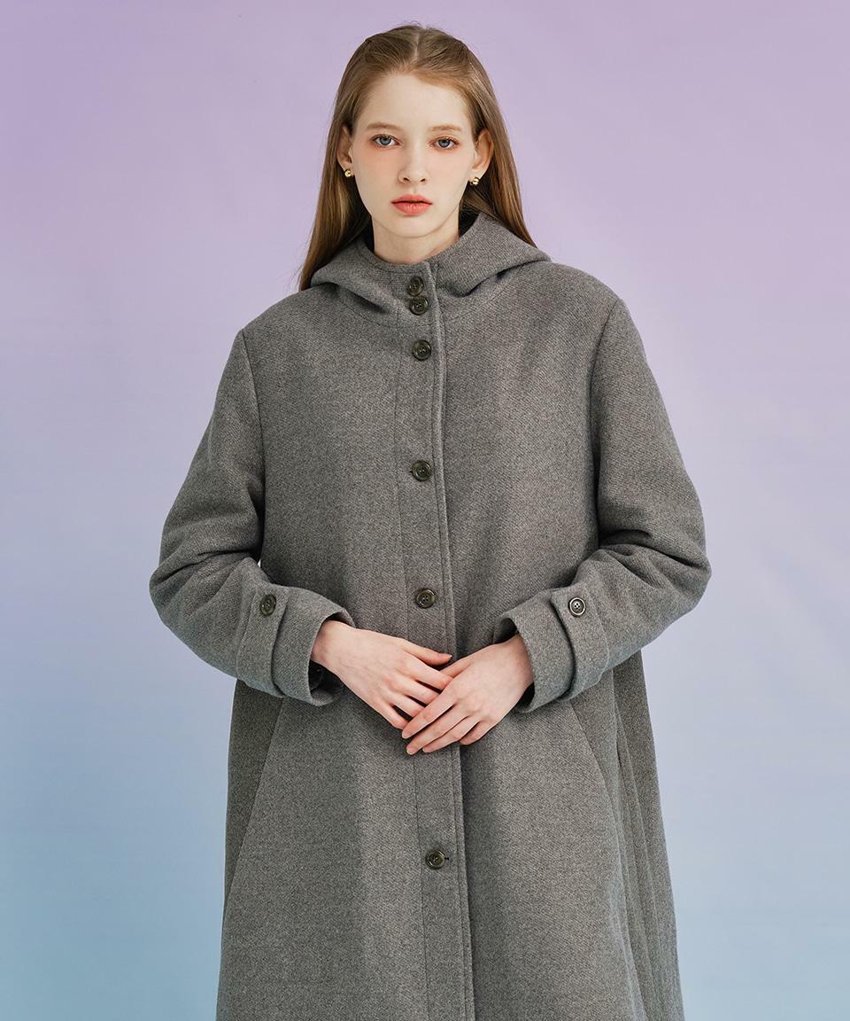 Similar Two Tone Hood Wool Coat ( Grey ) - HAGO(하고)