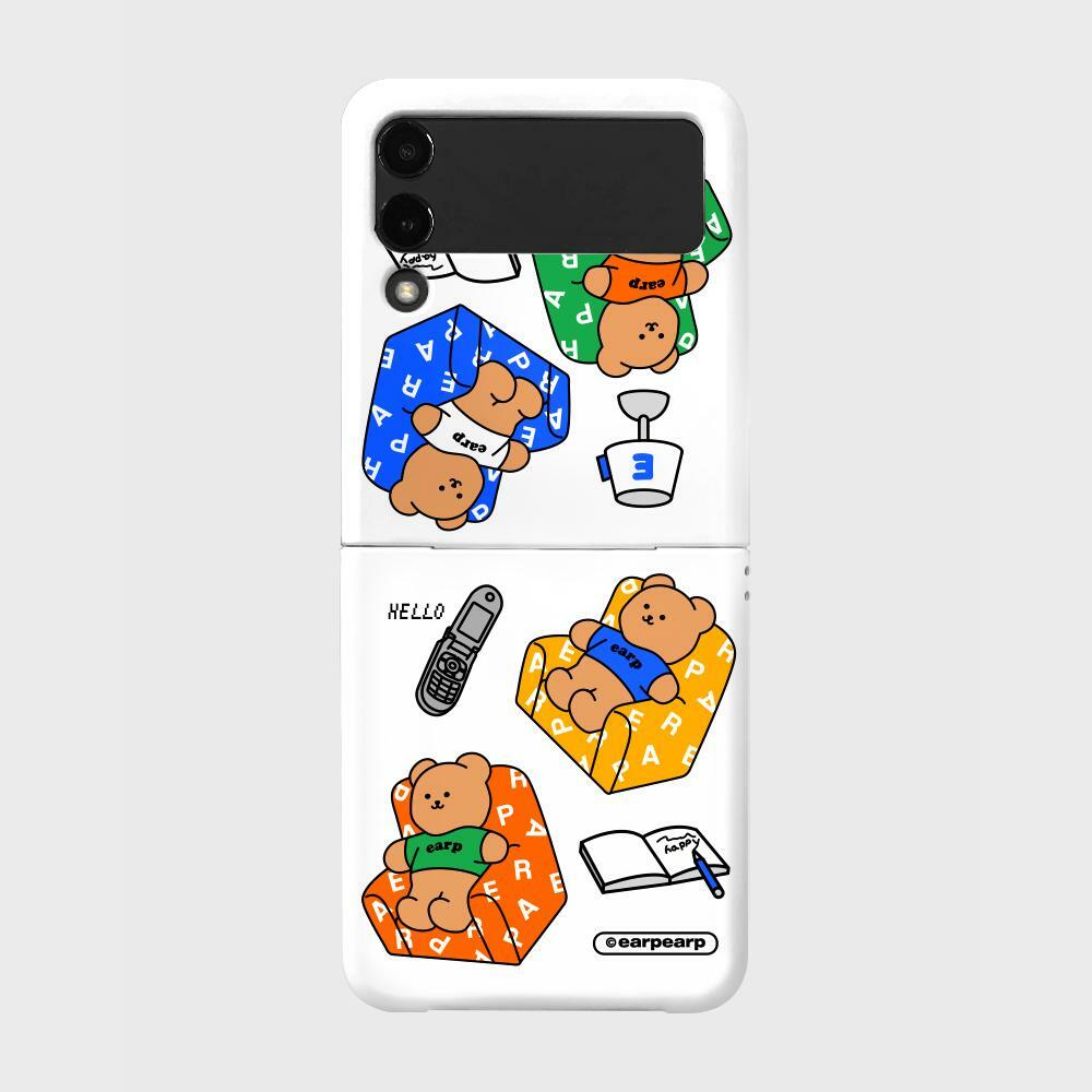 LAZY COVY PATTERN-WHITE(Z플립-하드) - HAGO(하고)