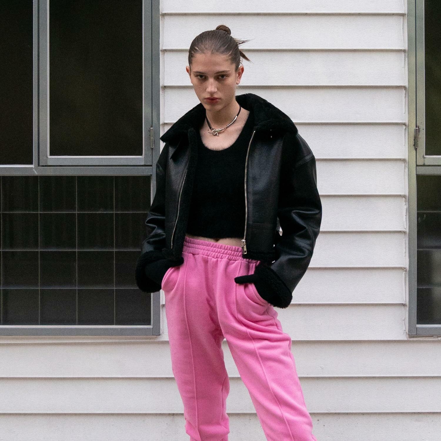 Vegan Leather Brushed Crop Mustang Black - 하고