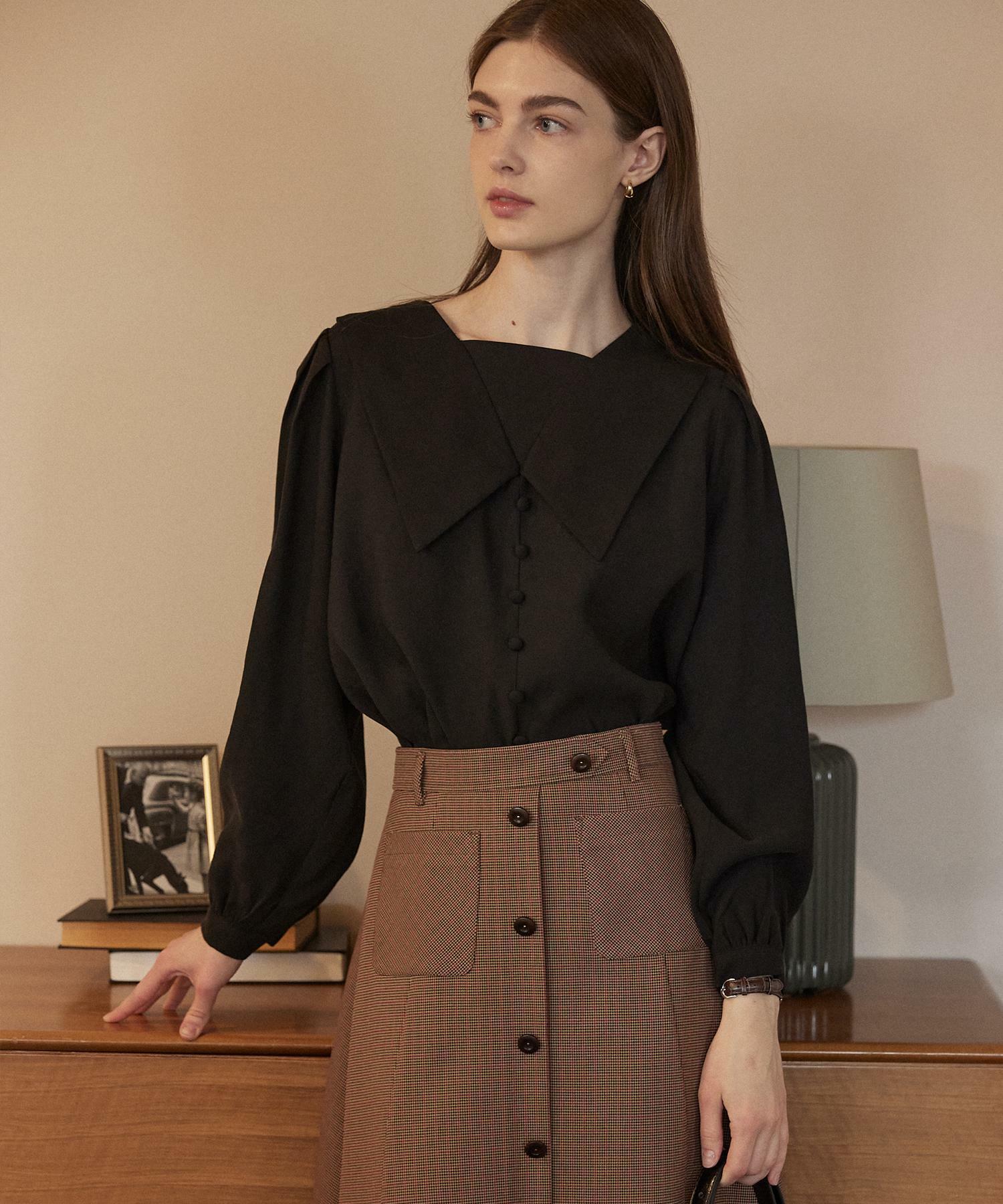 Jane button blouse - Black - HAGO(하고)