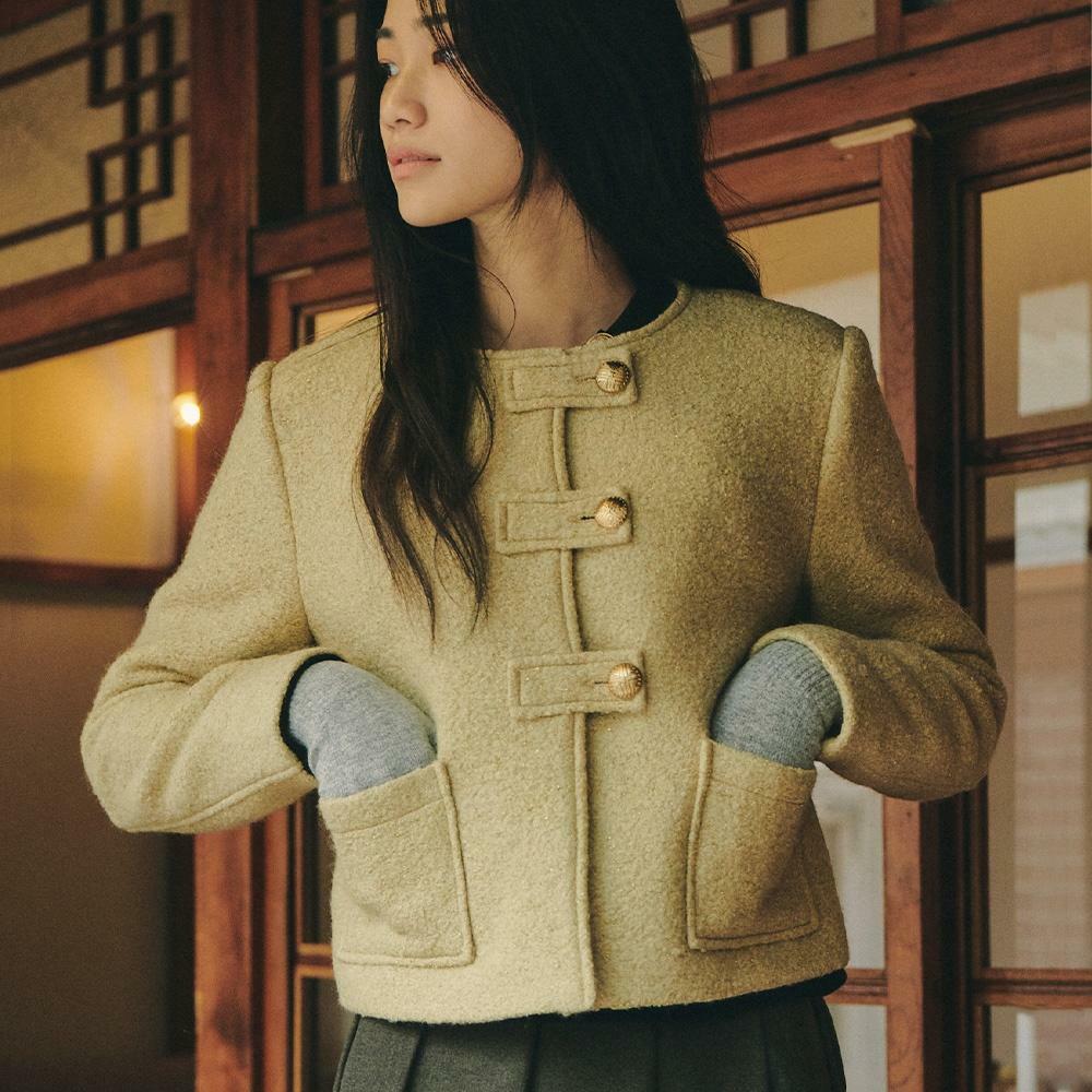 Tap Wool Jacket_olive - 하고