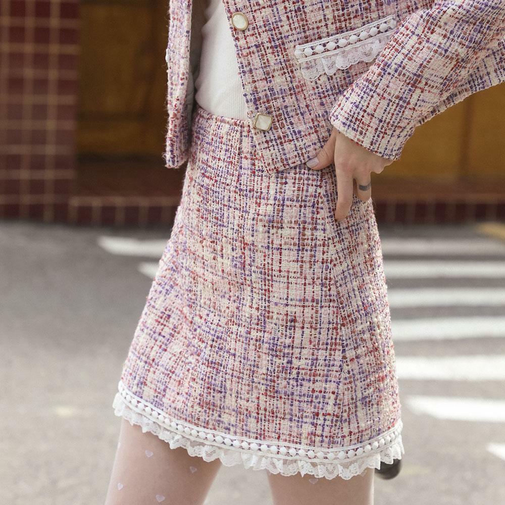 DD_French mood pink tweed skirt_PINK - HAGO(하고)