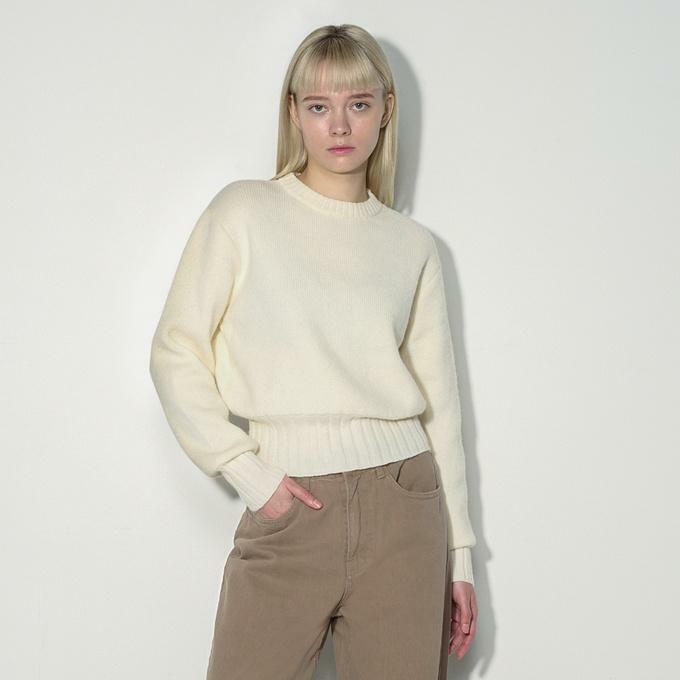 Basic Crop Round Knit (Cream) - HAGO(하고)