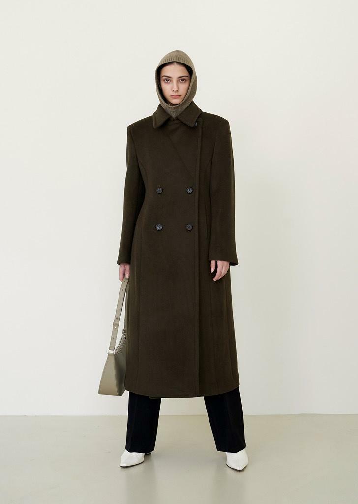 Double-Breasted Lined Coat Brown - HAGO(하고)