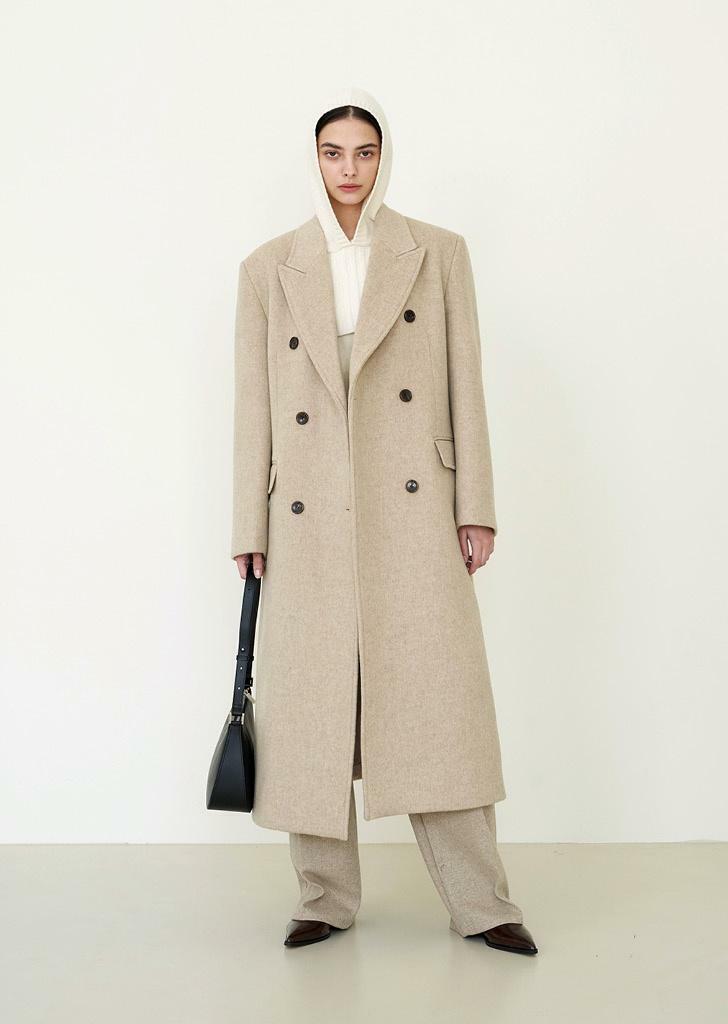 Oversized Belted Wool Coat Oatmeal - HAGO(하고)