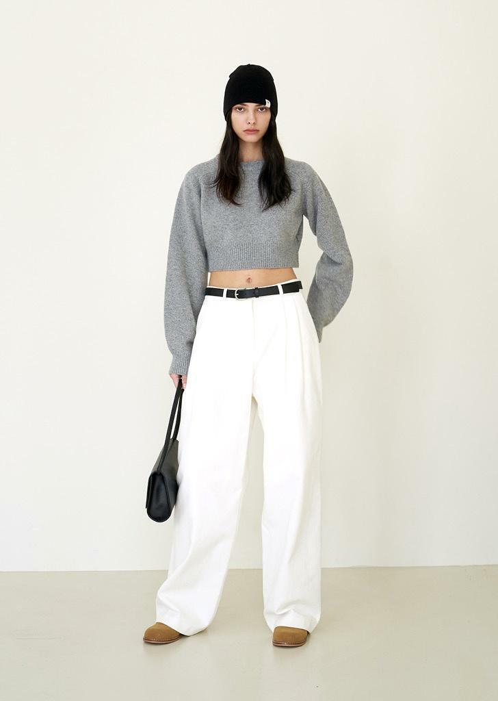 Wide Fit Cotton Pants Ivory - HAGO(하고)