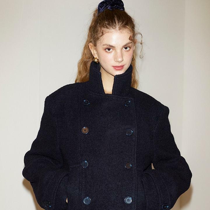 Double Wool Coat_ Navy - HAGO(하고)