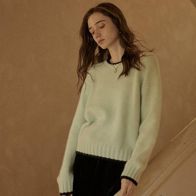 PM_Black contrast point sweater_MINT - 하고