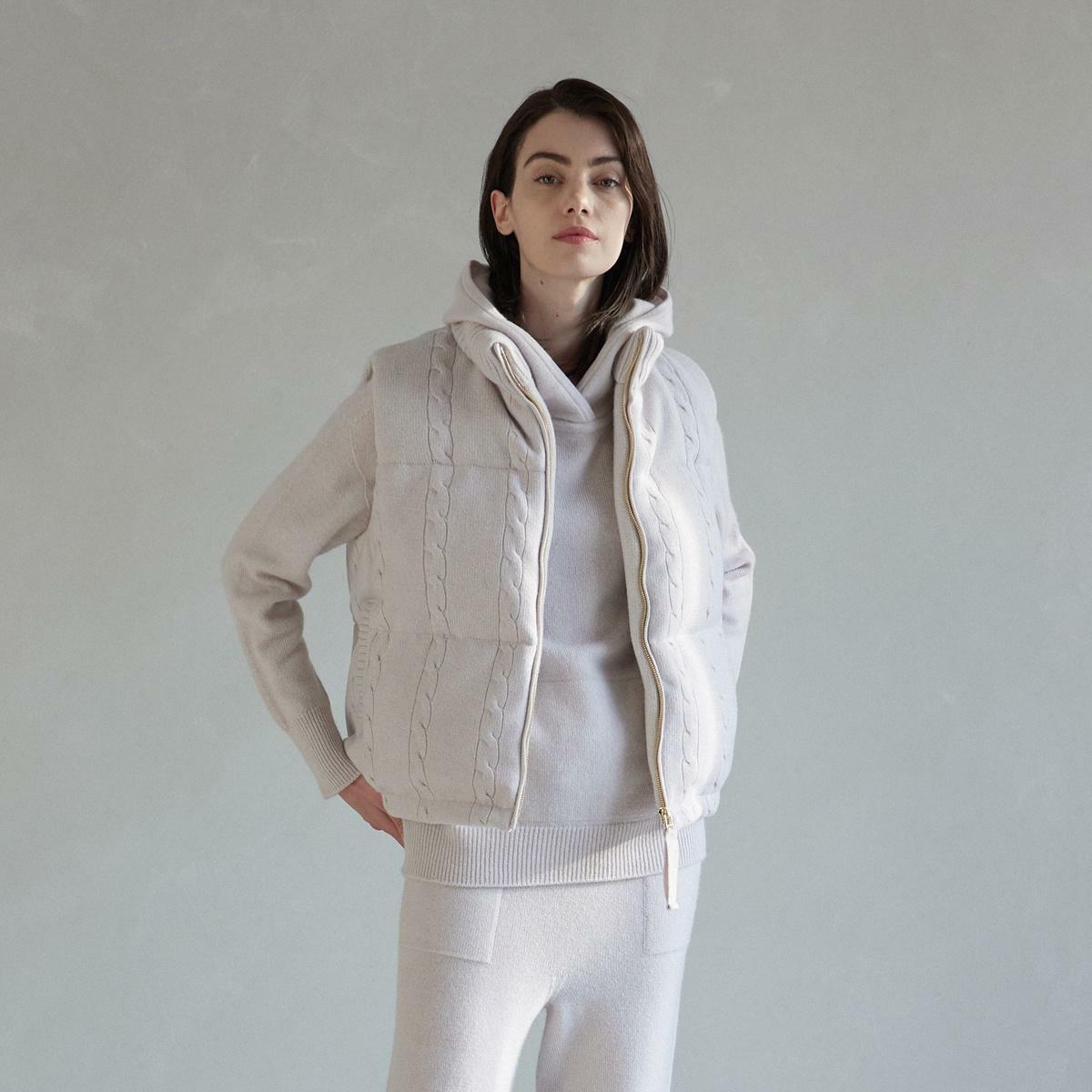 Texture Knit Padding Vest Light Beige - HAGO(하고)