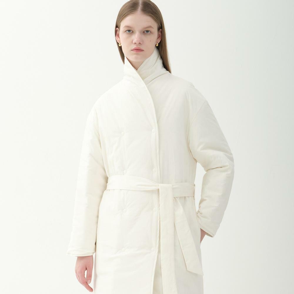 reversible long padding coat_white - 하고