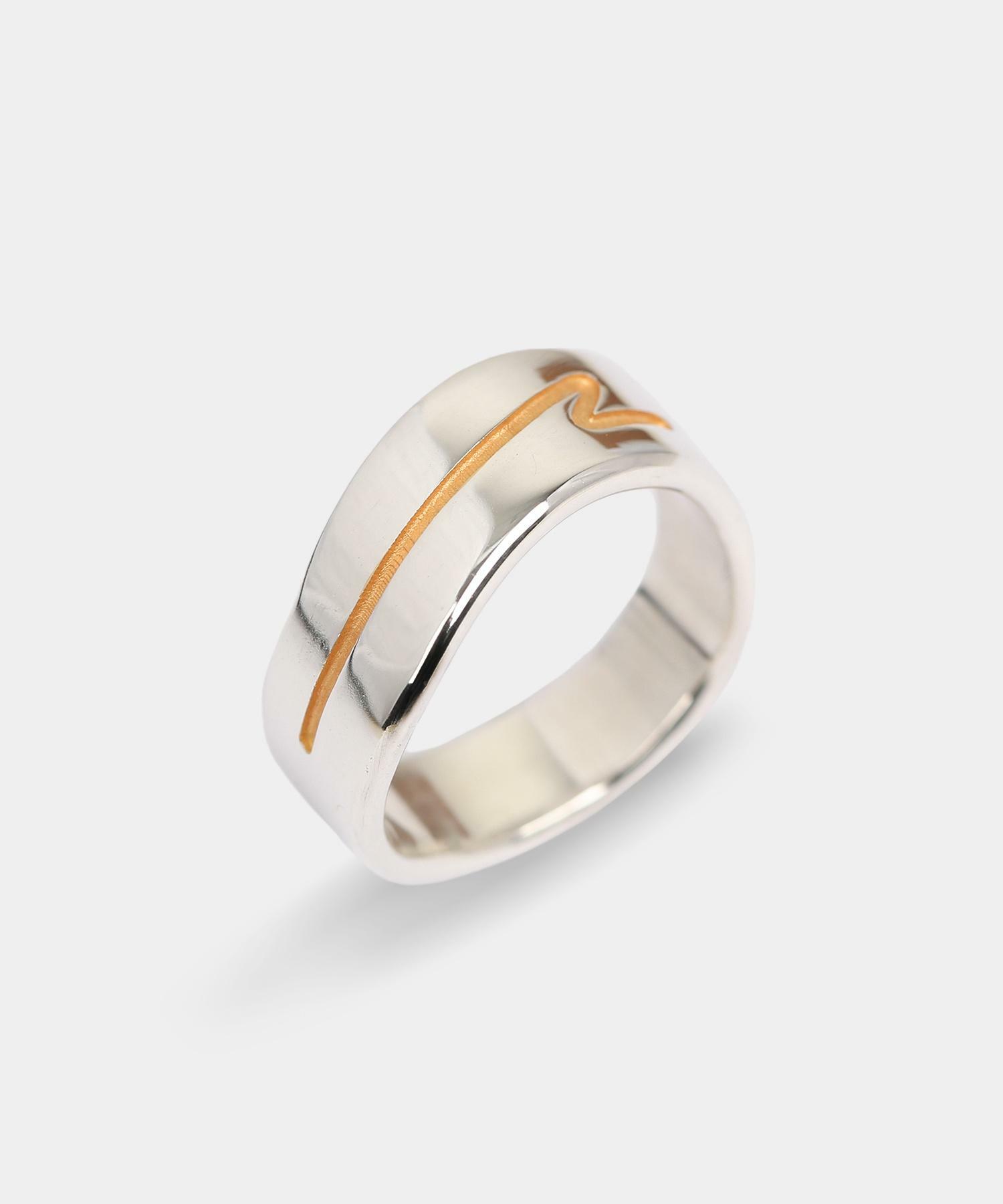 Heart gold line ring L (925 silver) - HAGO(하고)