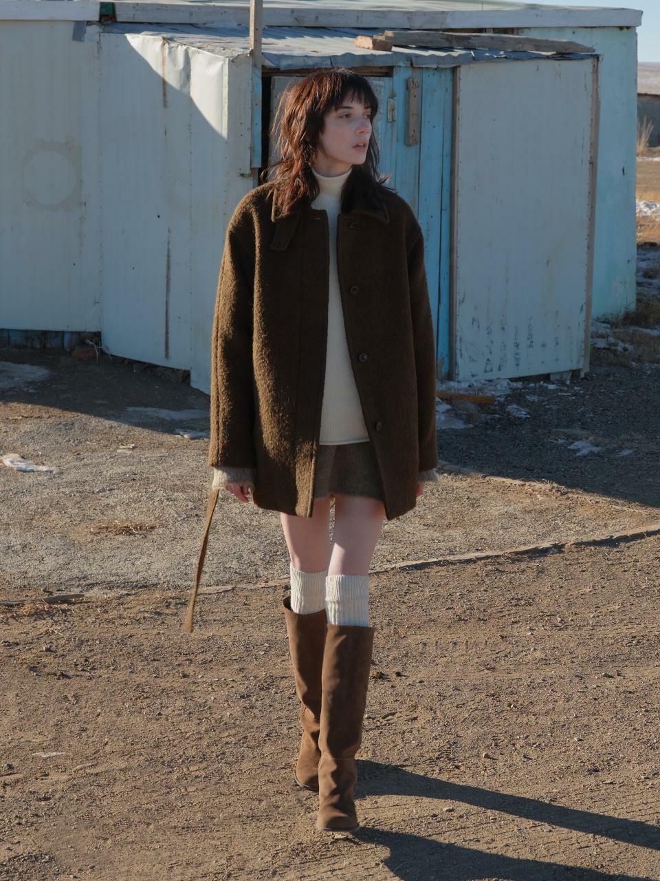 boucle half coat (brown) - HAGO(하고)