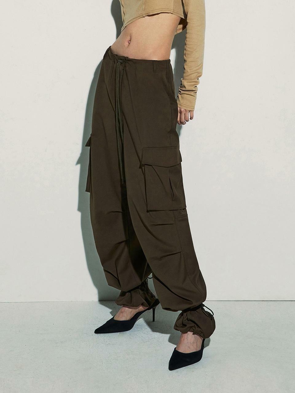 WIDE STRING CARGO PANTS [BROWN] - HAGO(하고)