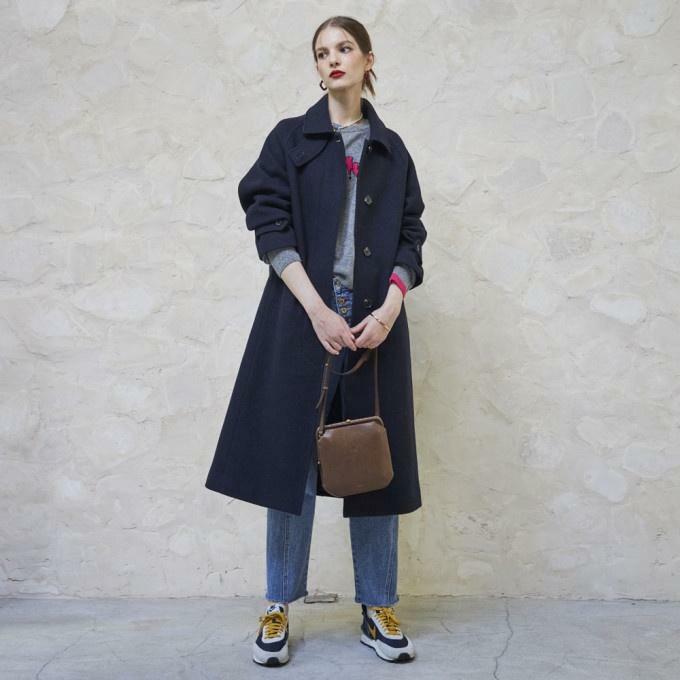 WOOL STITCH COAT_NAVY - HAGO(하고)