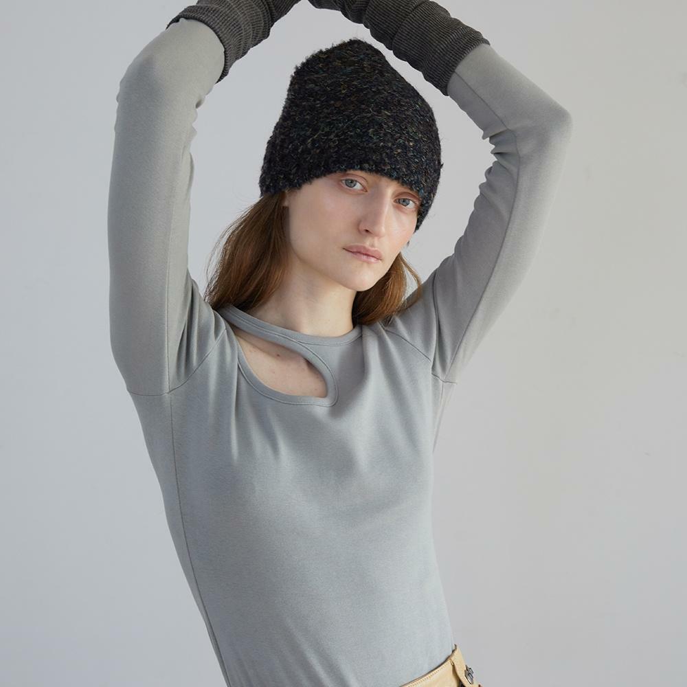 PEBBLE KNIT HAT_BLACK - HAGO(하고)