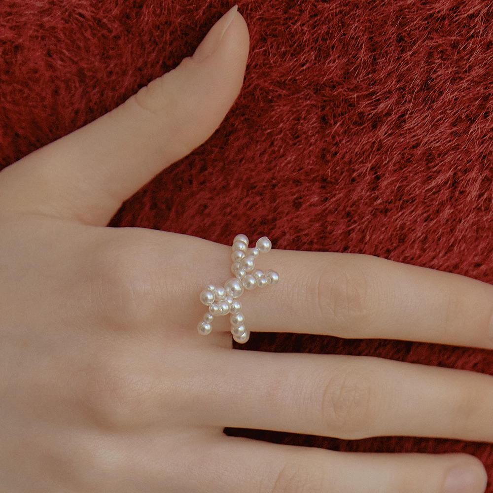 Lovely Pearl Ribbon Ring CR1821 - 하고(HAGO)