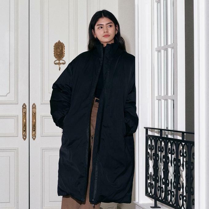 High neck long padding jumper - black - 하고(HAGO)