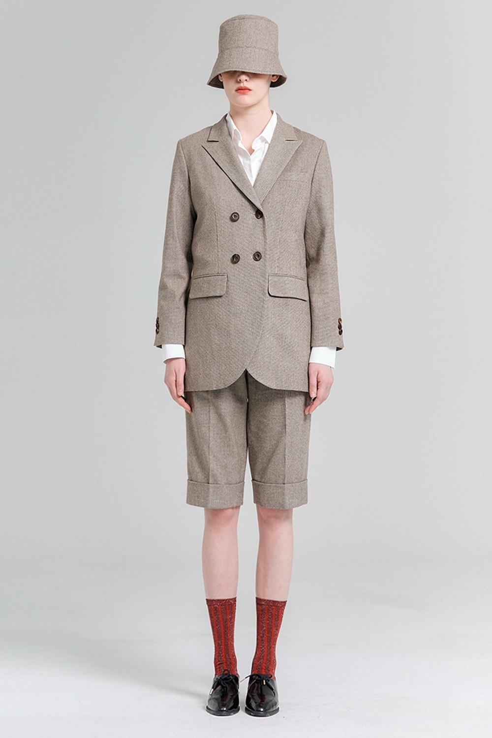 DOUBLE BREASTED JACKET - BROWN - 하고(HAGO)