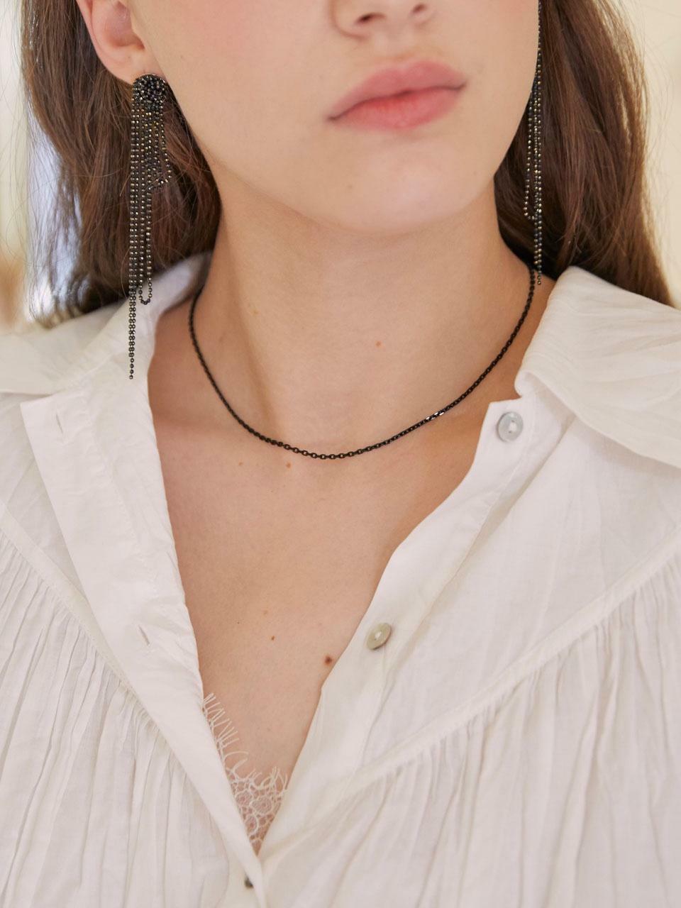 Chic Black Italy Coated Necklace - 하고(HAGO)
