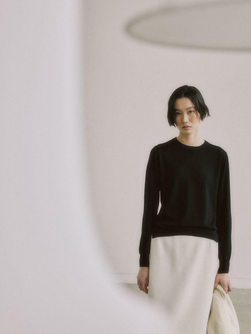BLACK SIGNATURE WOOL BASIC KNIT TOP - HAGO(하고)