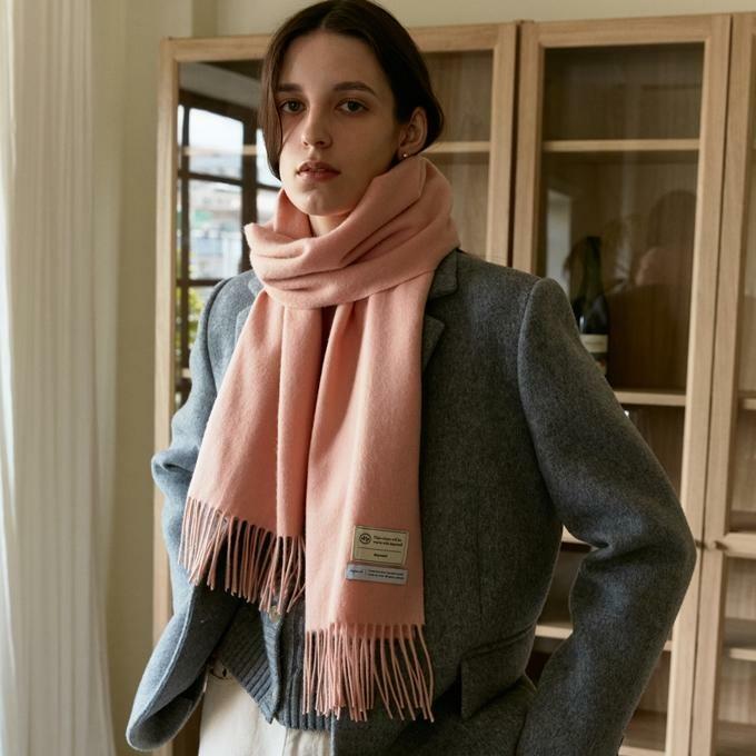 cashmere wool blended muffler - baby pink (x) - HAGO(하고)
