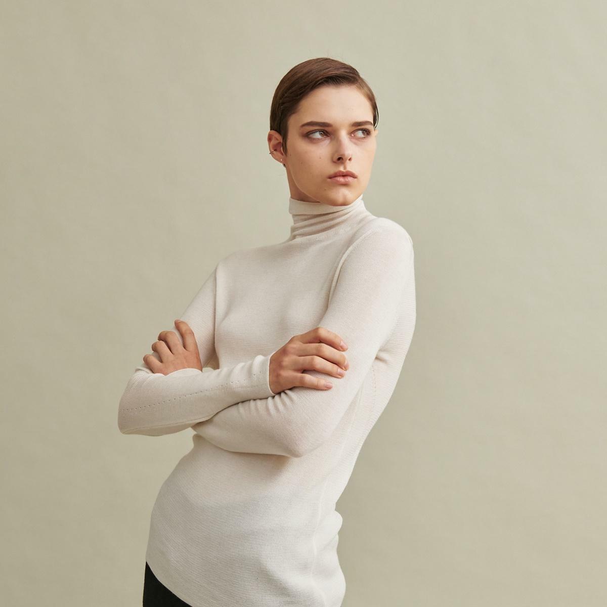 Silk Cashmere Turtleneck Knit Top Ivory - 하고