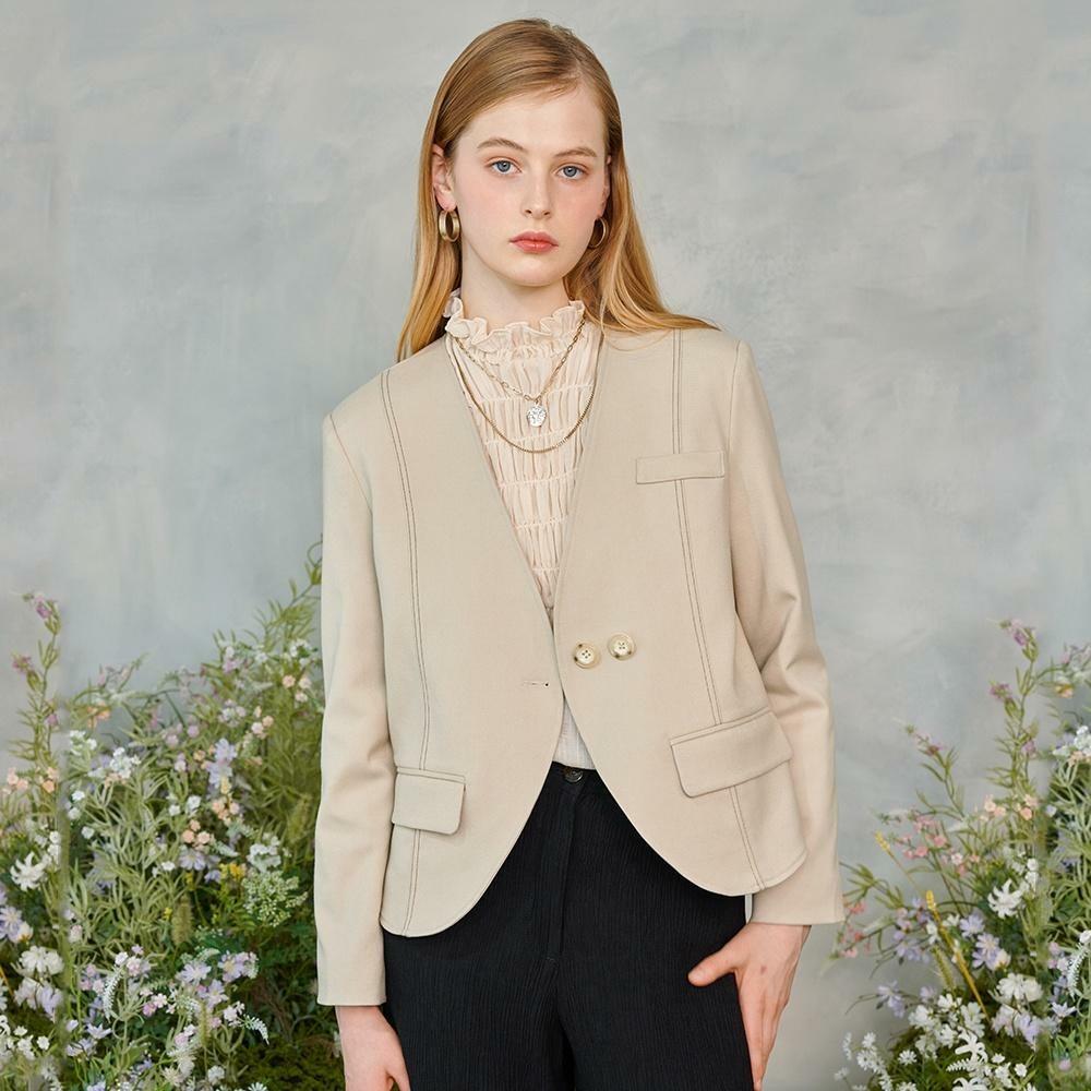 Line No-collar Jacket (2colors) - 하고