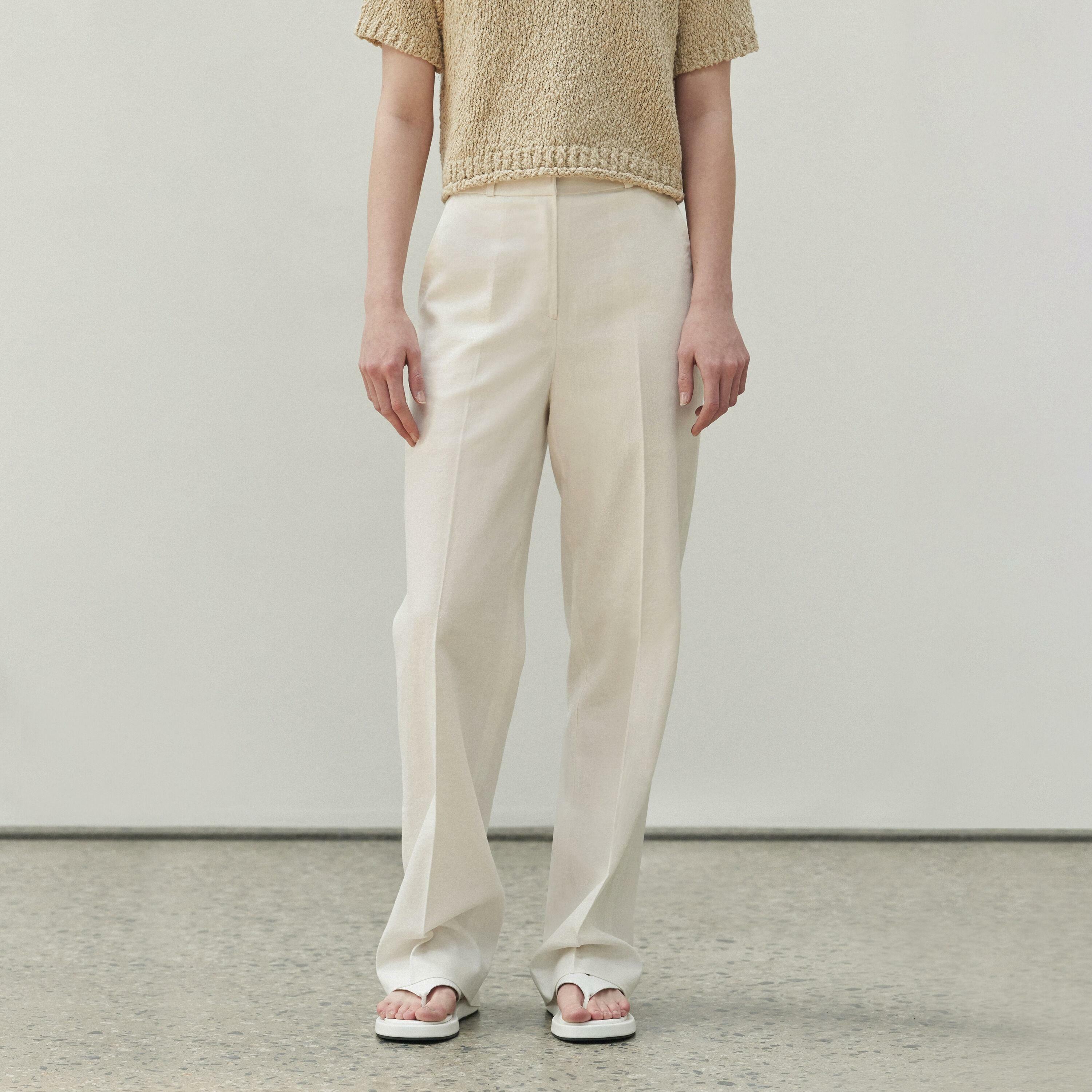 Linen straight slacks (ivory) - HAGO(하고)
