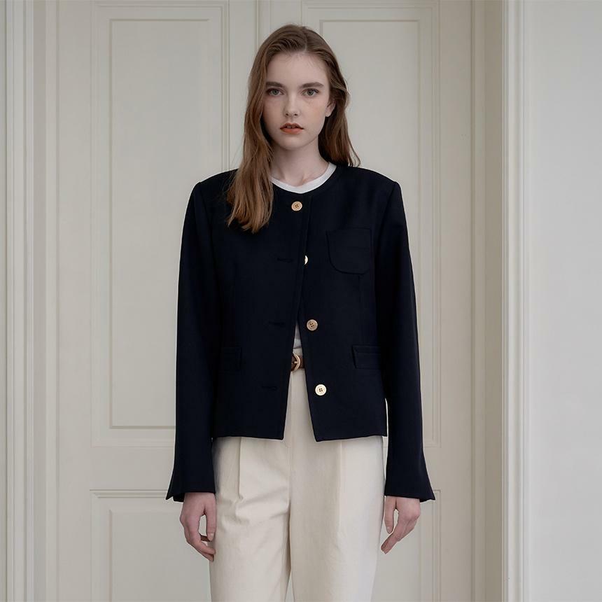 Round gold button Jacket(Navy) - HAGO(하고)
