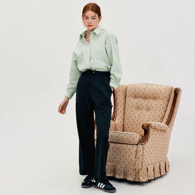 L Button Loop Slacks_Black - HAGO(하고)