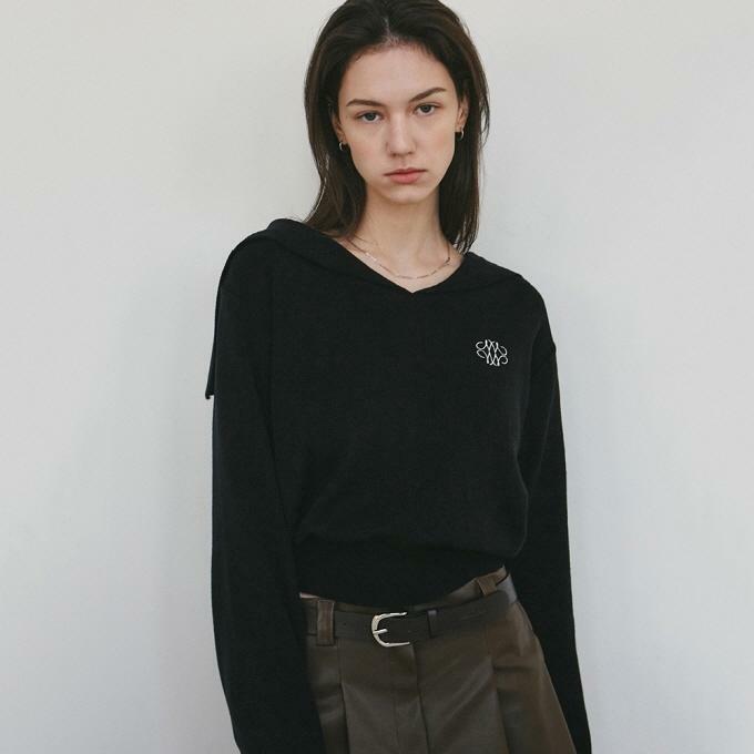 NICOLE SOFT SAILOR COLLAR KNIT_BLACK - HAGO(하고)
