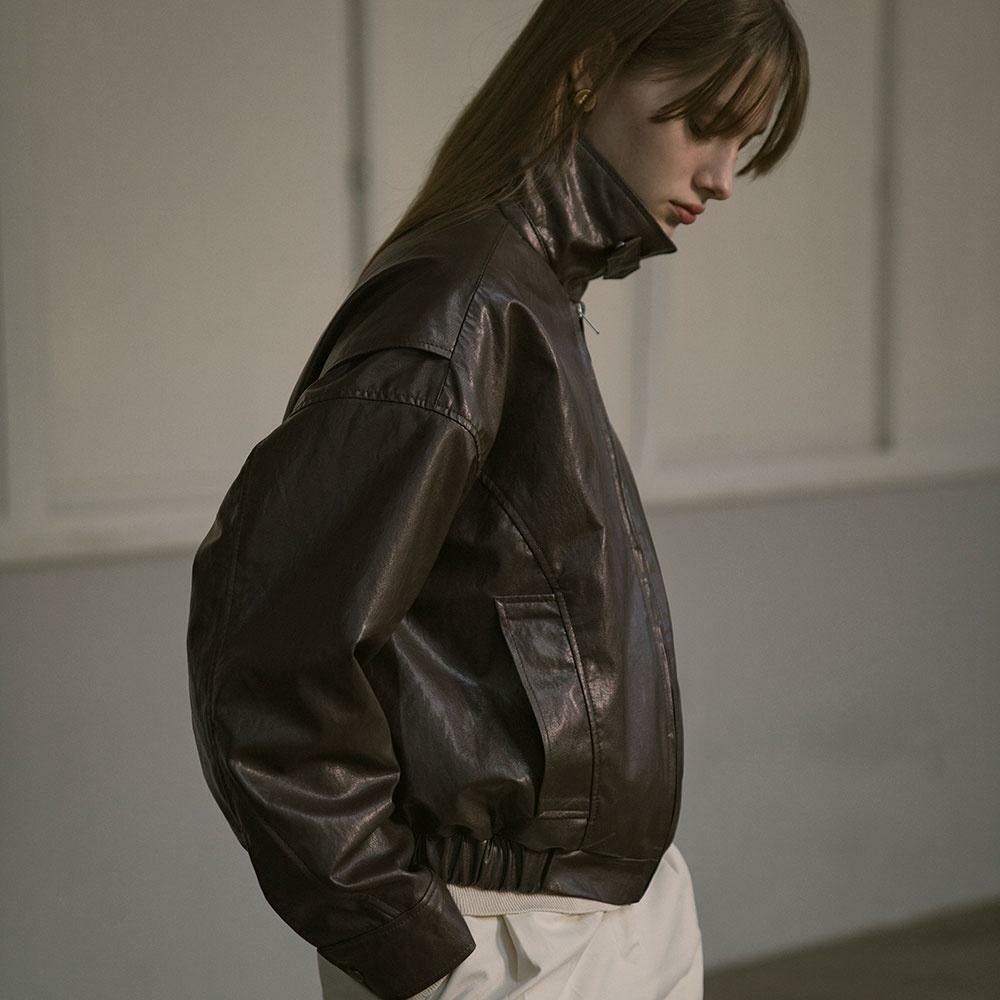 SIOT4075 Leather Bomber Jacket_Brown - HAGO(하고)
