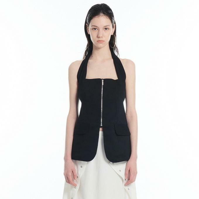 HALTER ZIPPER SLEEVELESS / BLACK - HAGO(하고)