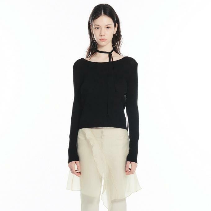 OPEN BACK STRING KNIT / BLACK - 하고(HAGO)