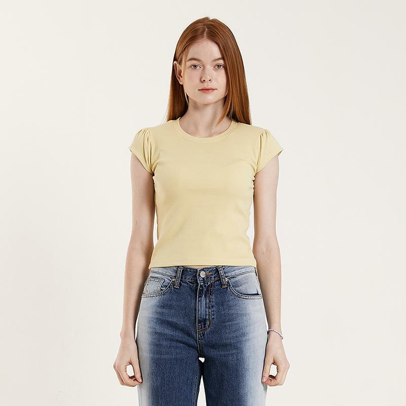 CUTY CAP SLV T.SHIRT_YELLOW - 하고(HAGO)