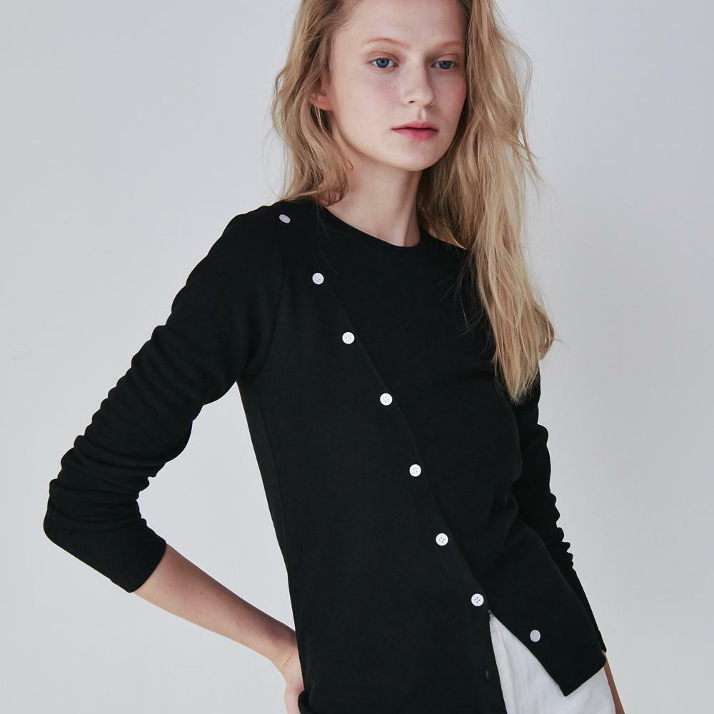 DIAGONAL BUTTON LONG SLEEVE BLACK - HAGO(하고)