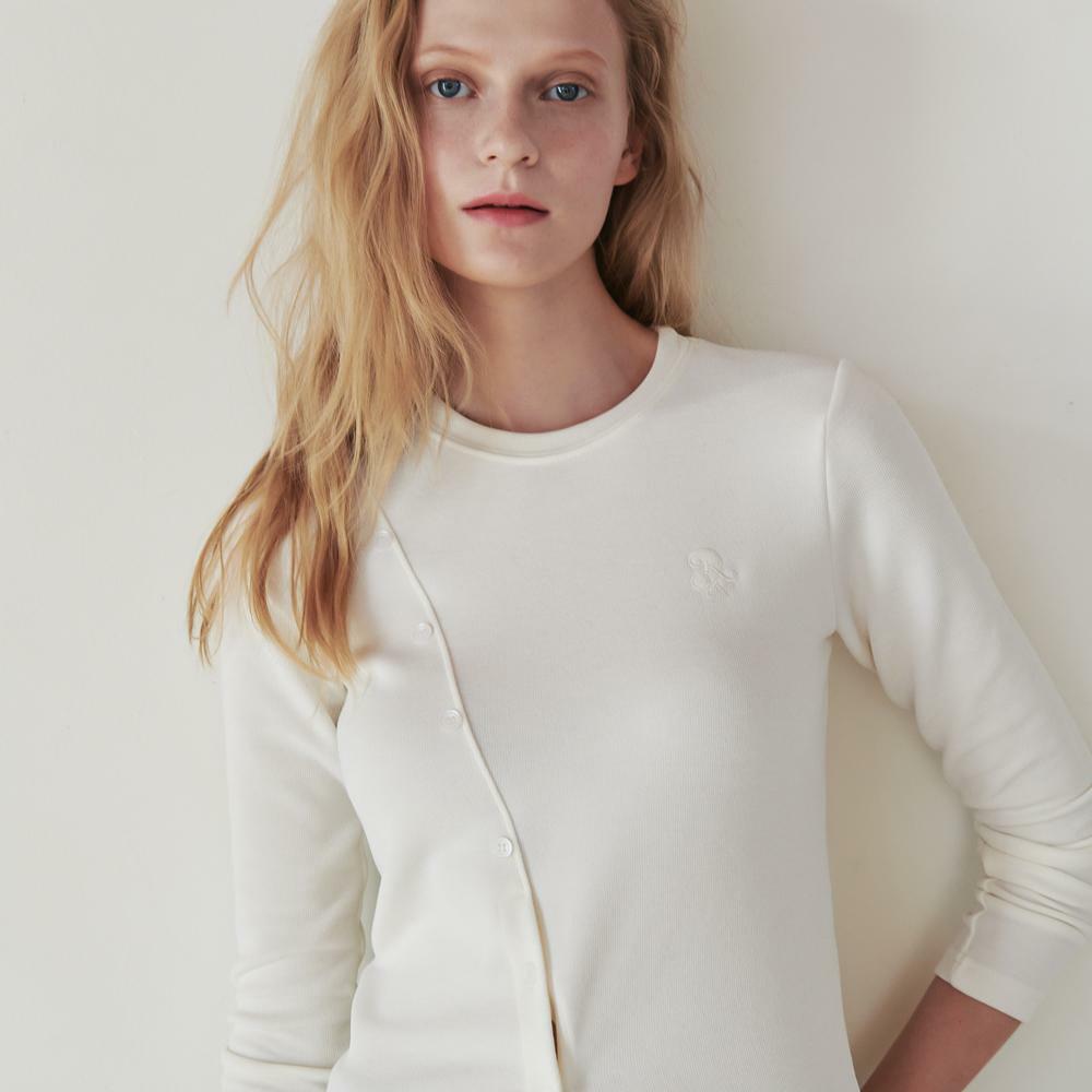 DIAGONAL BUTTON LONG SLEEVE IVORY - HAGO(하고)