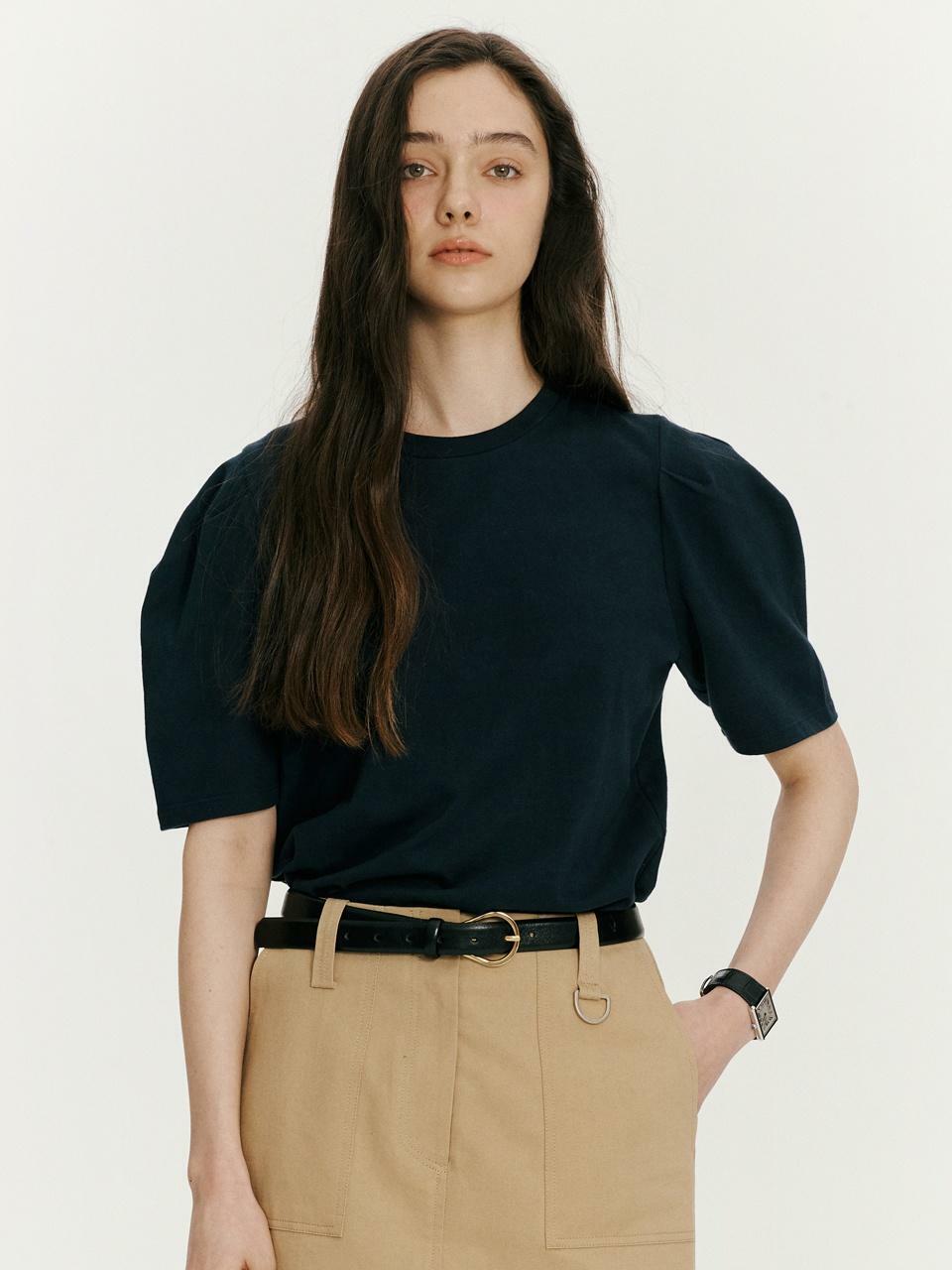 Curved short sleeve tee - Navy - 하고(HAGO)